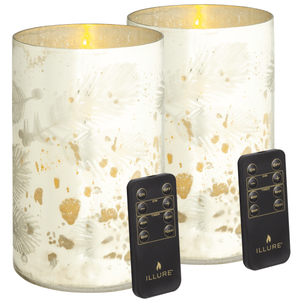 MorningSave: 2-Pack: Illure 7.25" Etched Mercury Glass Candle Pillars