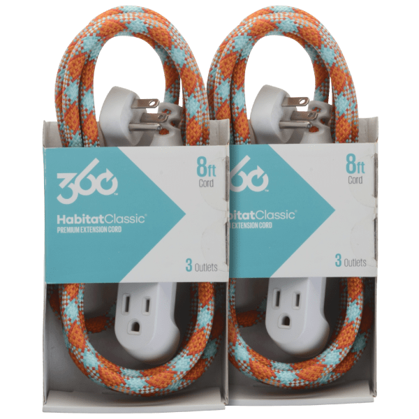 SideDeal: 4-Pack: 360 Electrical Habitat 8FT Braided 3-Outlet Extension ...