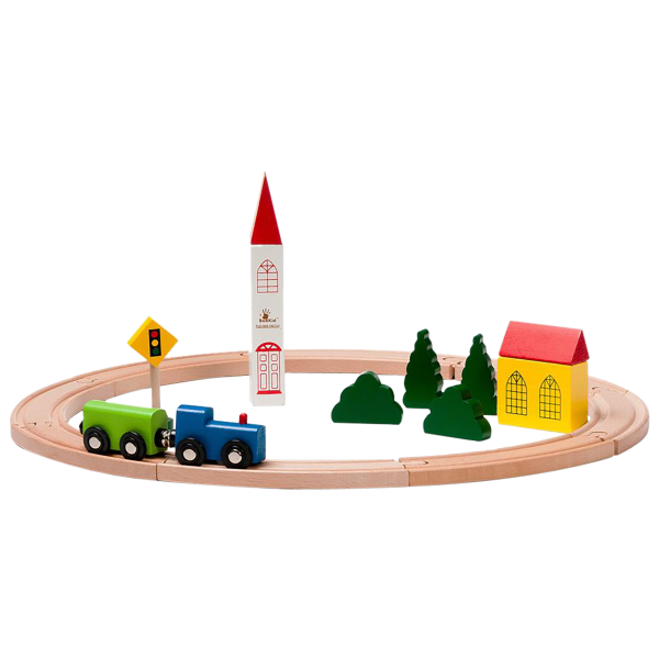 MorningSave: BooKid Wooden Circle Train Set - 19 Piece Set