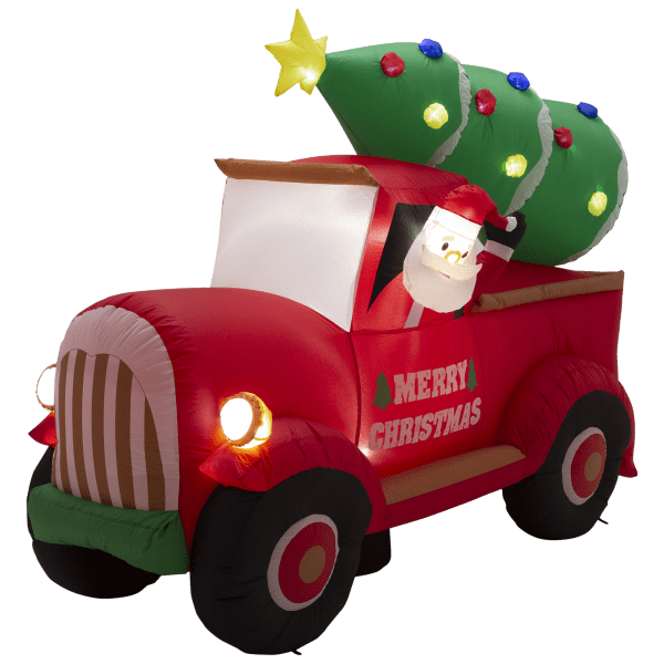 MorningSave: Glitzhome 7ft Santa Claus On Pick Up Truck Inflatable Decor