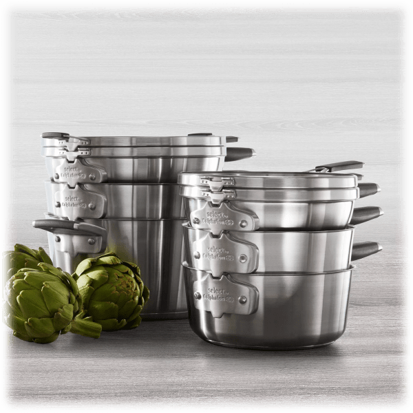 Meh: Calphalon Select 10-Piece Space-Saving Stainless Steel Cookware Set