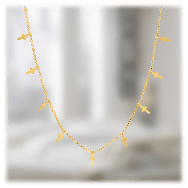 MorningSave: Ladies 18k Gold Dainty Cross & Rope Chain Layered Necklace Set