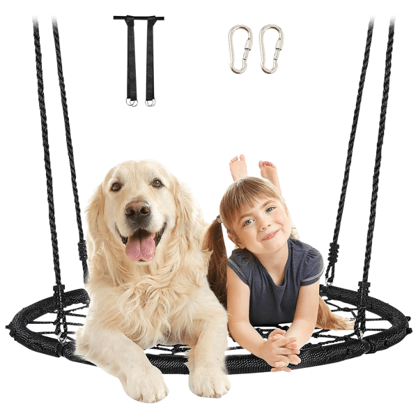 SideDeal: Amgym 40" Spider Web Round Net Tree Swing Set