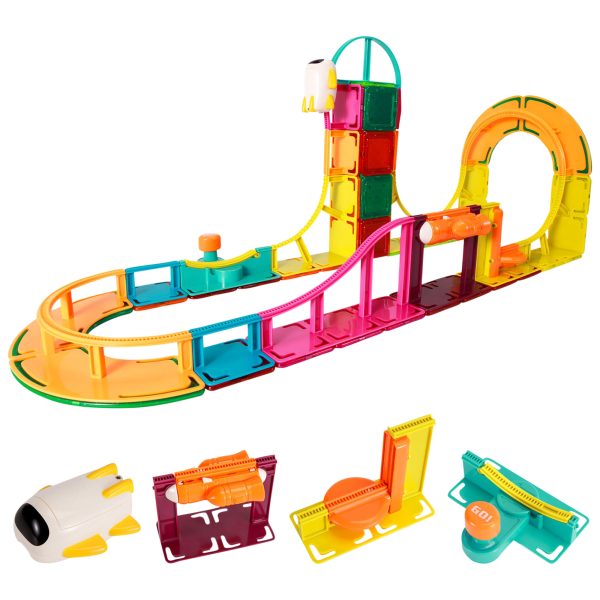 MorningSave: Hakol Kids Building Blocks 64-Piece Magnetic Tiles Sky Track
