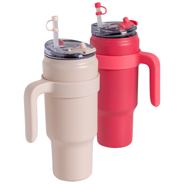 MorningSave: 2-Pack: Primula 40oz Tumbler with Removable Handle & Straw