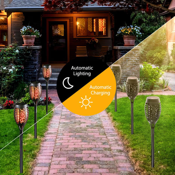 MorningSave: 12-Pack: Hakol 12 LED Solar Flickering Tiki Torch Lights
