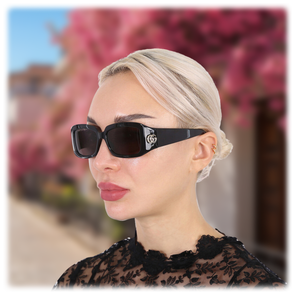 Shop Univision: Gucci Gafas de Sol Rectangulares con Lentes Grises de ...