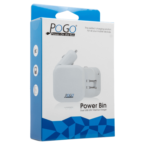 SideDeal: 2-Pack: Pogo Power Bin Dual USB Charger for Home & Car