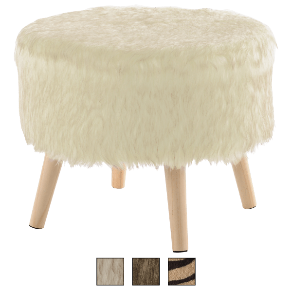 MorningSave: Cheer Collection Round Faux Fur Decorative Foot Stool with ...