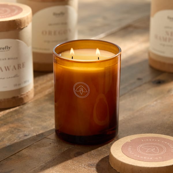 MorningSave: 2-Pack: Firefly Candle Soy Wax 2-Wick Amber Glass Jar Candle