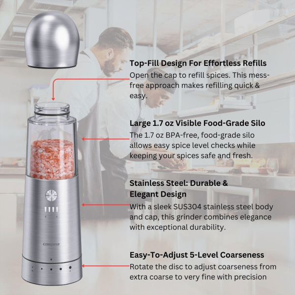 Meh: COSPRO 3-Piece Electric Salt and Pepper Grinder Set