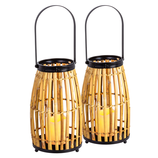 MorningSave: 2-Pack: Lark And Meadow 18" Bamboo Lantern with Candle