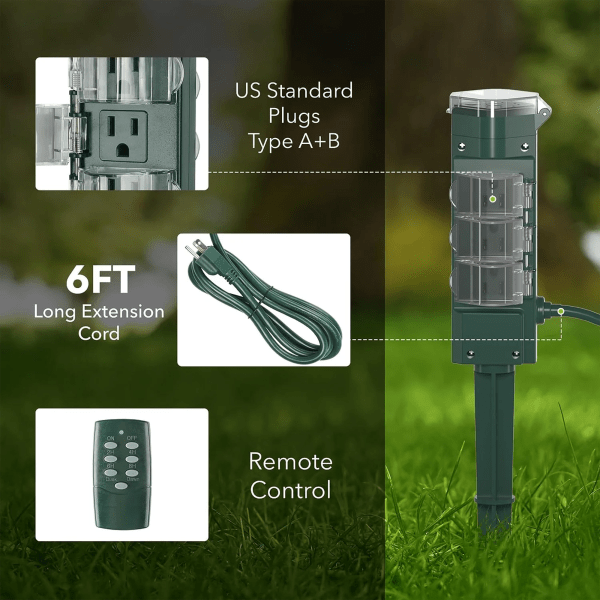 Meh: 2-Pack: HBN Outdoor Power Strip Timer with Photocell & Remote Control