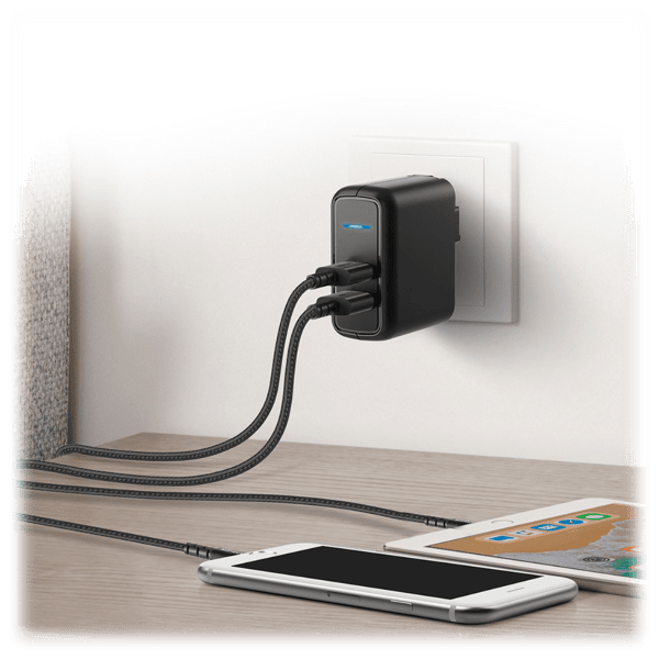 Meh: Anker PowerPort 24 Watt Charger with Two USB-A Ports and 3-Foot ...