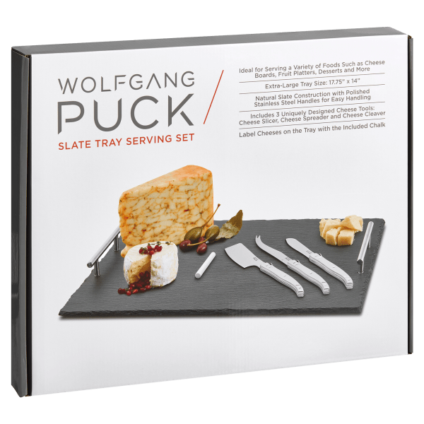 MorningSave: Wolfgang Puck Slate Tray with 3 Cheese Knives Charcuterie Set