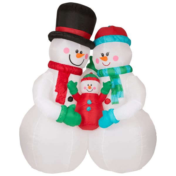 SideDeal: Glitzhome 8ft Lighted Inflatable Snowman Family Decor