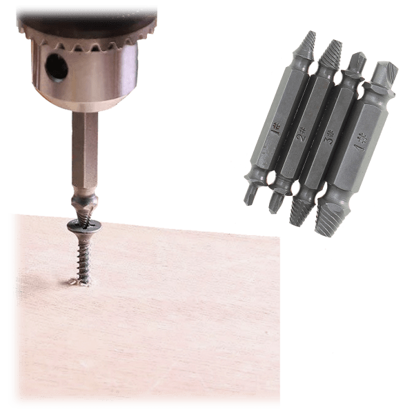 SideDeal: 4-Piece Double-Sided Damaged Screw Extractors Set with Case ...