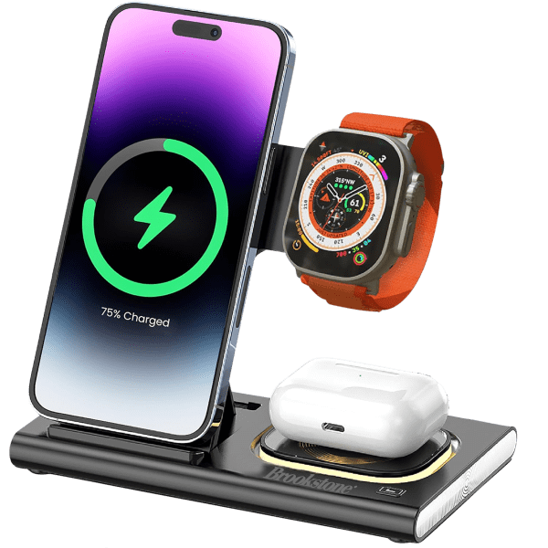 MorningSave: 2-Pack: Brookstone 3-In-1 Foldable Wireless Charging Stand