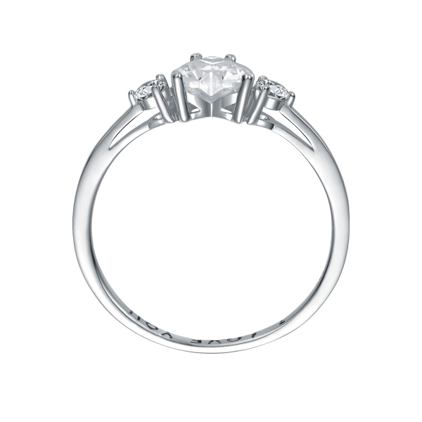 MorningSave: Genevive Cubic Zirconia Three-Stone Heart "I Love You" Ring