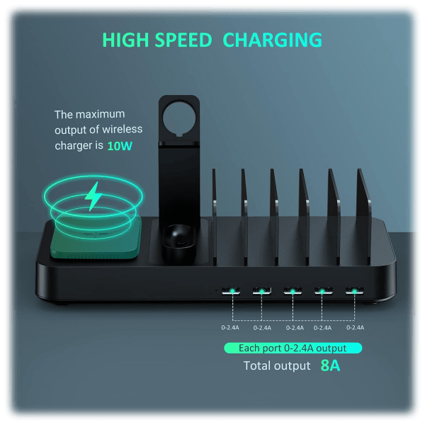 SideDeal: Vogek 8-in-1 Wireless Charging Station with 5 USB Ports