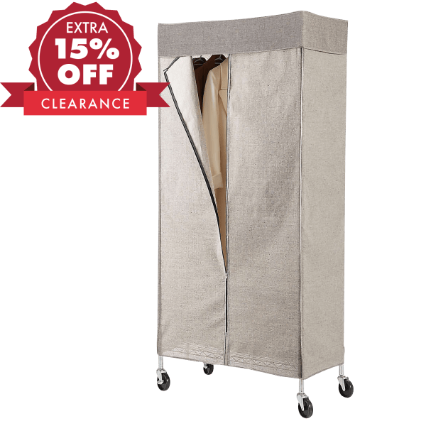 MorningSave: Simply Essential Mobile Garment Rack with Gray Fabric Cover