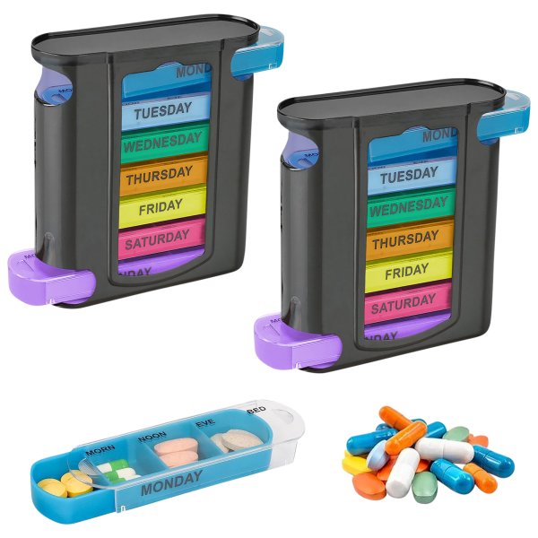 MorningSave: 2-Pack: Thera Rx Stackable Daily Pill and Medicine Organizer