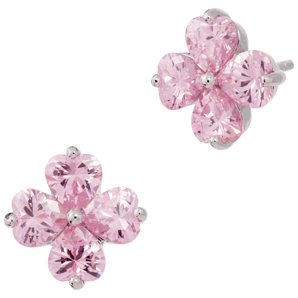 MorningSave: Savvy Cie Sterling Silver Pink Heart Clover Studs