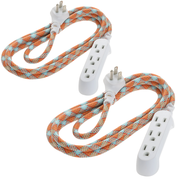 SideDeal: 2-Pack: 360 Electrical 8FT Braided 3-Outlet Extension Cord
