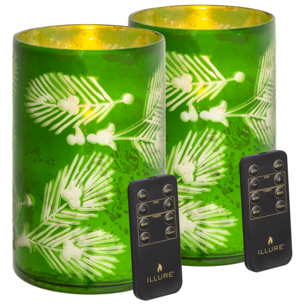 MorningSave: 2-Pack: Illure 7.25" Etched Mercury Glass Candle Pillars