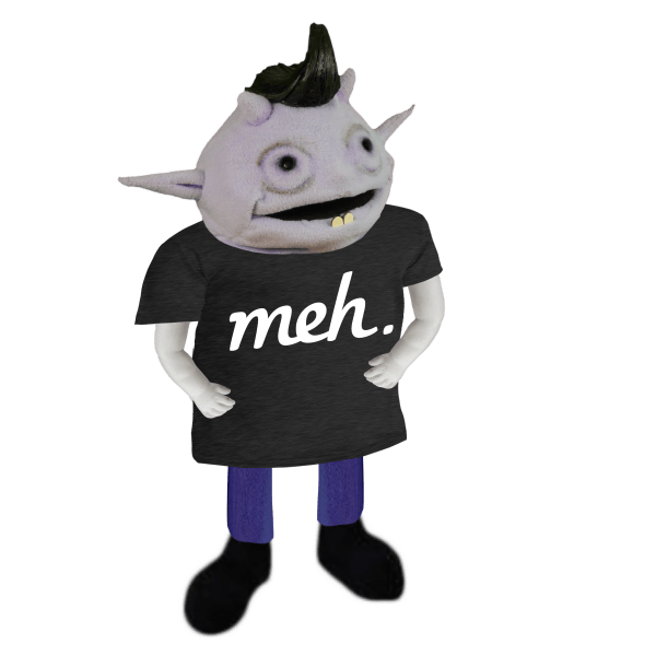 Meh: Meh Logo (Giant or Normal-Sized) on a Tri-Blend Shirt