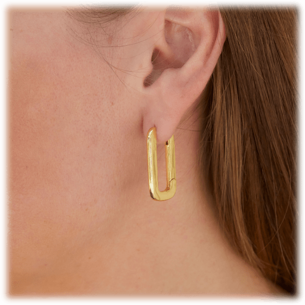 MorningSave: Savvy Cie 18K Gold Plated Paperclip Hoop Earrings