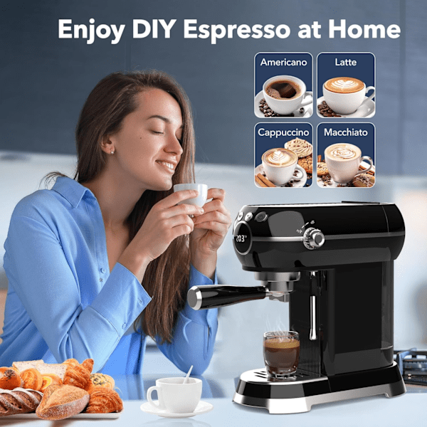 Meh: HBN 20Bar Compact Espresso Machine with Milk Frother