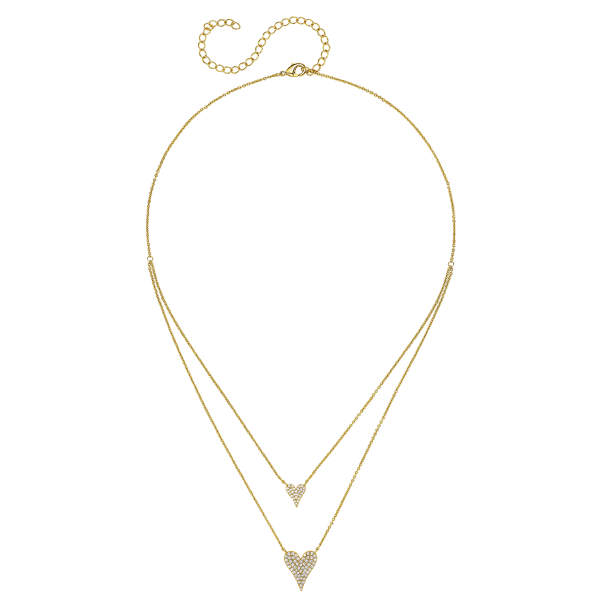 MorningSave: Jennifer Miller Double Pave Heart Layered Necklace