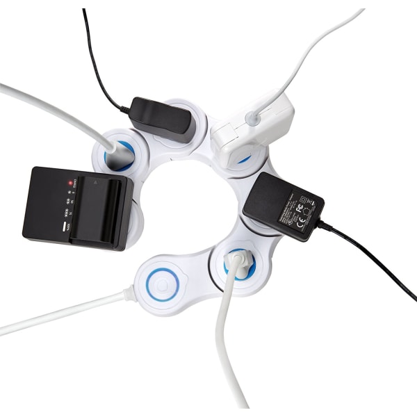 MorningSave: Quirky 6-Outlet Pivot Surge Protector White w/Blue Inlay ...