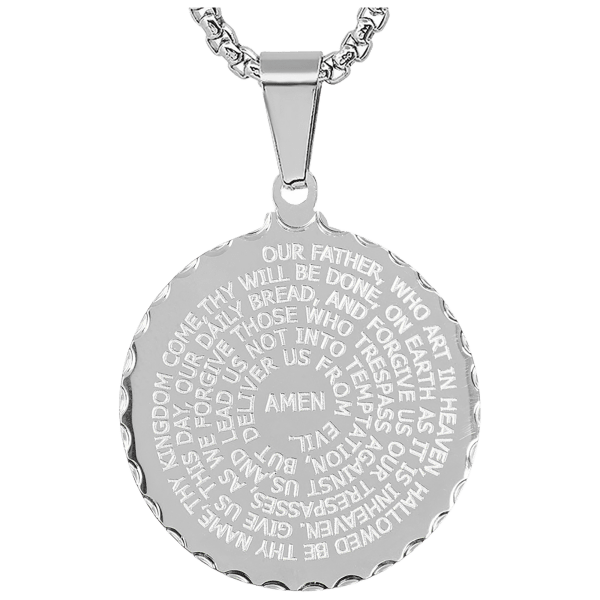 MorningSave: Steeltime Set of 2 "Our Father" English Prayer Medallions