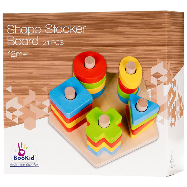 MorningSave: BooKid Wooden Shape Stacker Board - 22 Piece Set