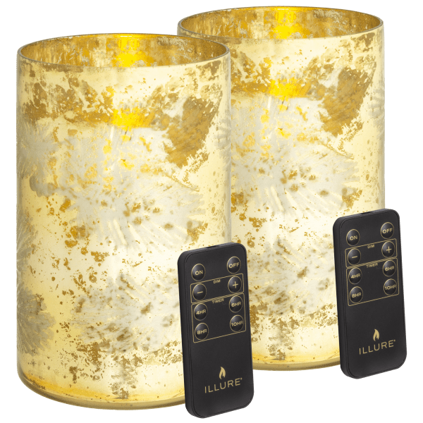 MorningSave: 2-Pack: Illure 7.25" Etched Mercury Glass Candle Pillars