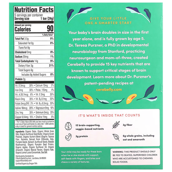 SideDeal: 90-Pack: Cerebelly Organic Smart Snack Bars