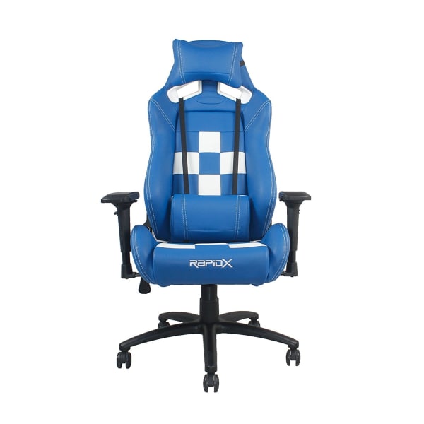 MorningSave: Finish Line Blue/White Checkered Gaming Chair by RapidX