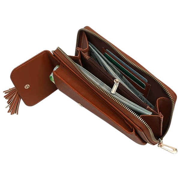 MorningSave: Malibu Skye Pebble Phone and Wallet Crossbody with Tassel