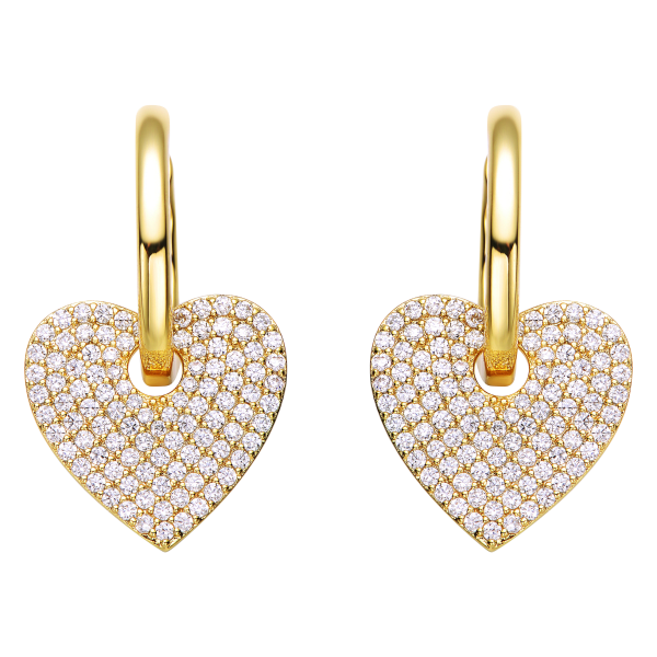MorningSave: Genevive 14K Yellow Gold Plated Diamond Heart Dangle ...