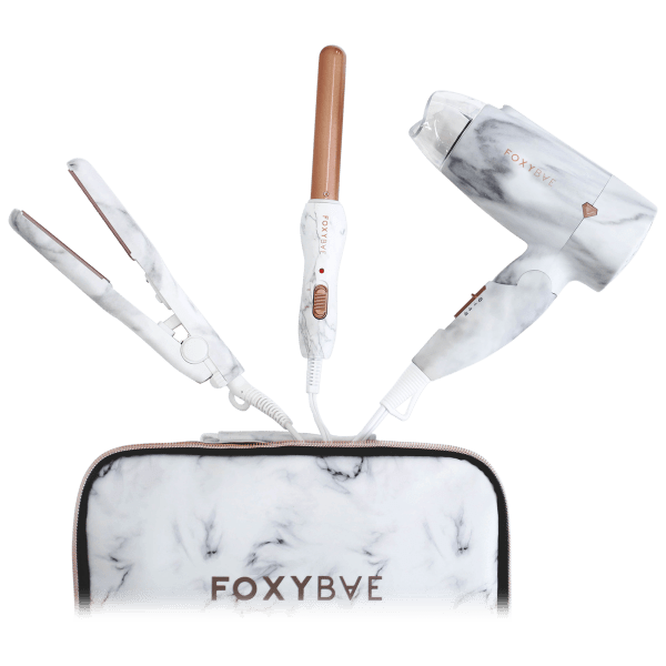 MorningSave: Foxybae Marble Mini Blow Dryer, Flat Iron and Curling Wand ...