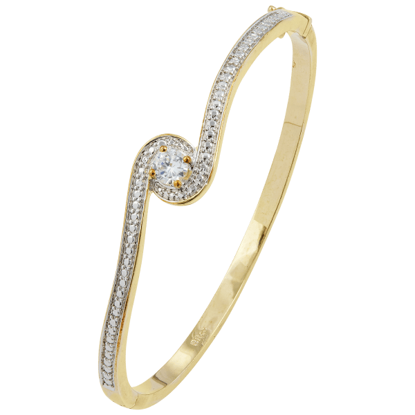 MorningSave: Savvy Cie 18K Gold Plated Simulated Gemstone Hinged Bangle