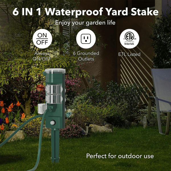SideDeal: HBN Weatherproof Outdoor Power Strip with Photocell Sensor ...