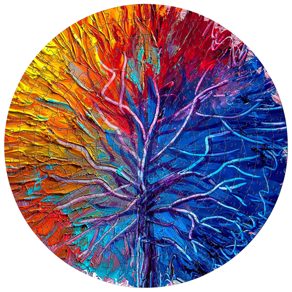 MorningSave: Quiz Quirk Colorful Trees Round 300 Piece Puzzle Round