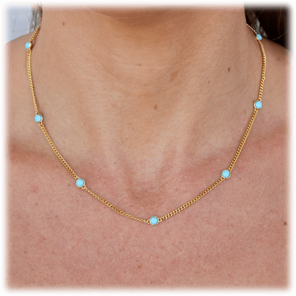 MorningSave: Savvy Cie Gold Plated Simulated Turquoise Station Necklace