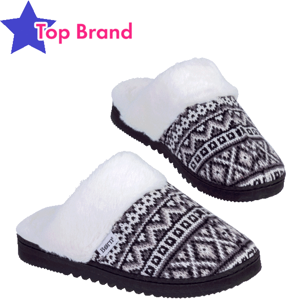 MorningSave: Born Fair Isle Faux Fur Scuff Slippers