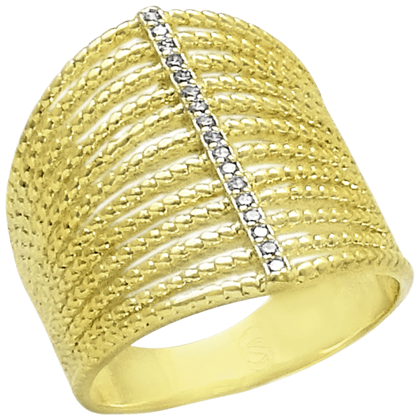 MorningSave: Savvy Cie 18K Gold Plated Wide Multi Band Cubic Zirconia Ring