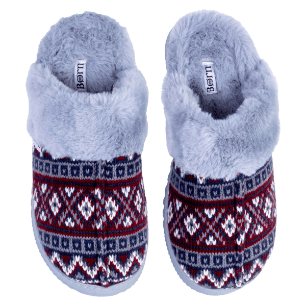 MorningSave: Born Fair Isle Faux Fur Scuff Slippers