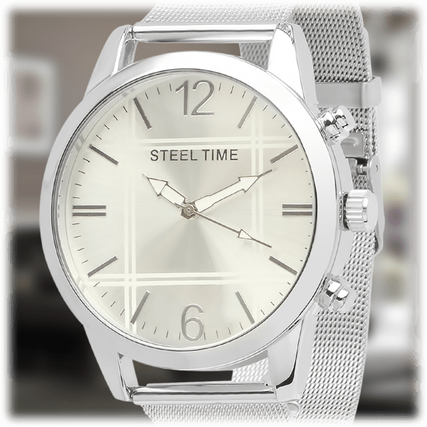 MorningSave: Steeltime Men's Metallic Stainless Steel Mesh Strap Watch ...